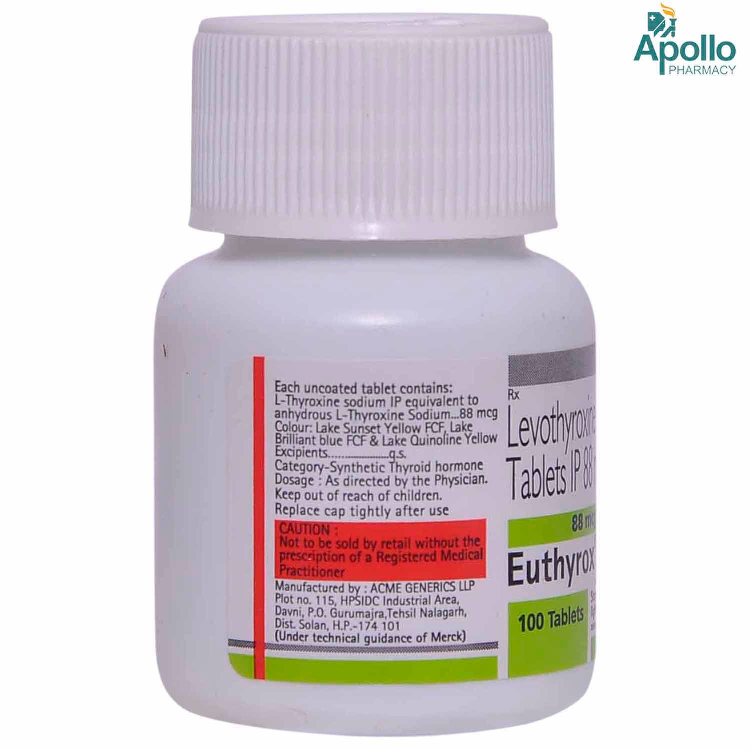 Euthyrox 88 Tablet | Uses, Side Effects, Price | Apollo Pharmacy