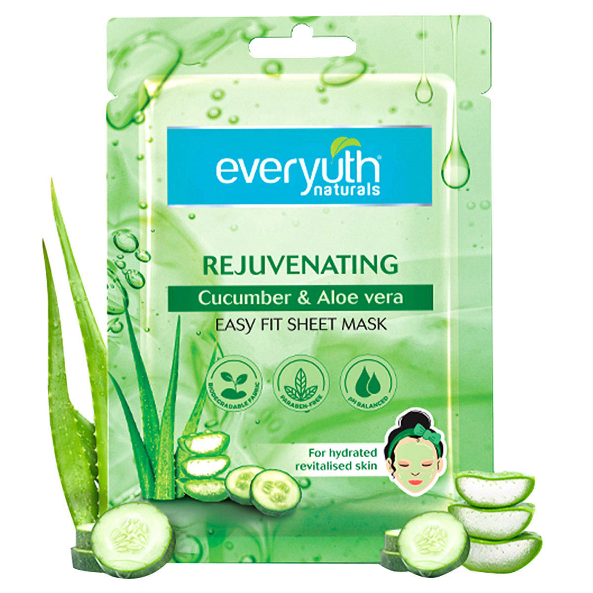 Buy Everyuth Natural Cucumber & Aloevera Sheet Mask, 25 ml | 19 Minutes ...