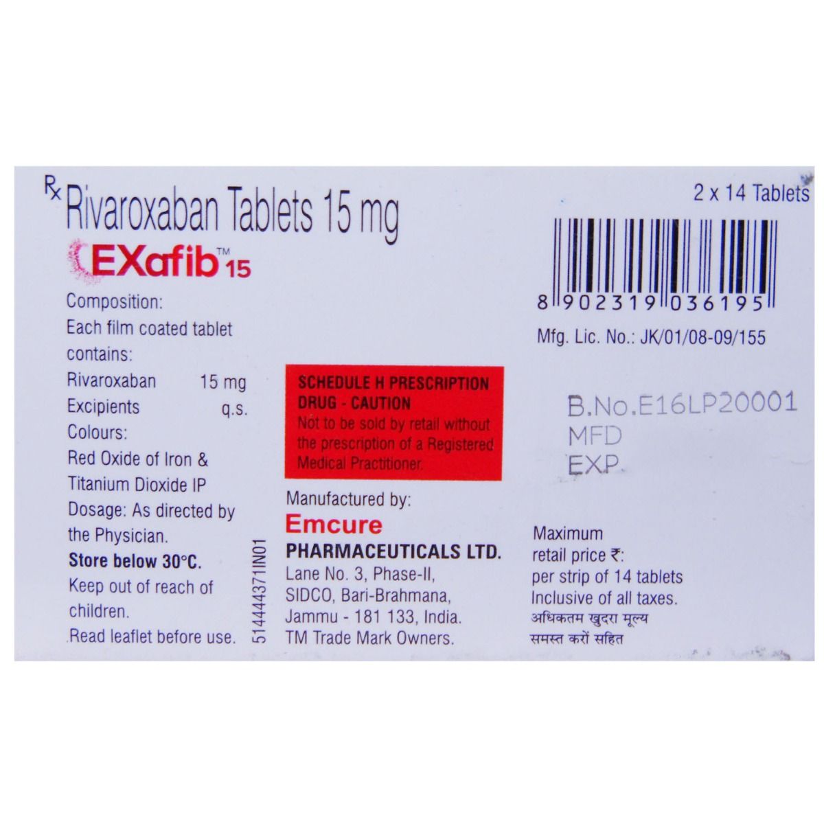 Exafib 15 Tablet 14's Price, Uses, Side Effects, Composition - Apollo ...