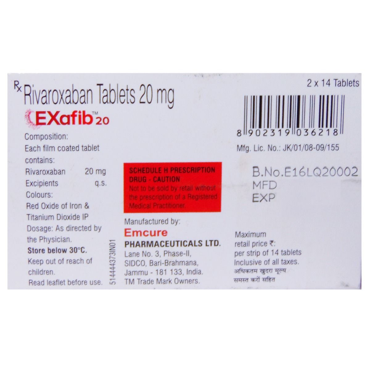 Exafib 20 Tablet 14's Price, Uses, Side Effects, Composition - Apollo ...