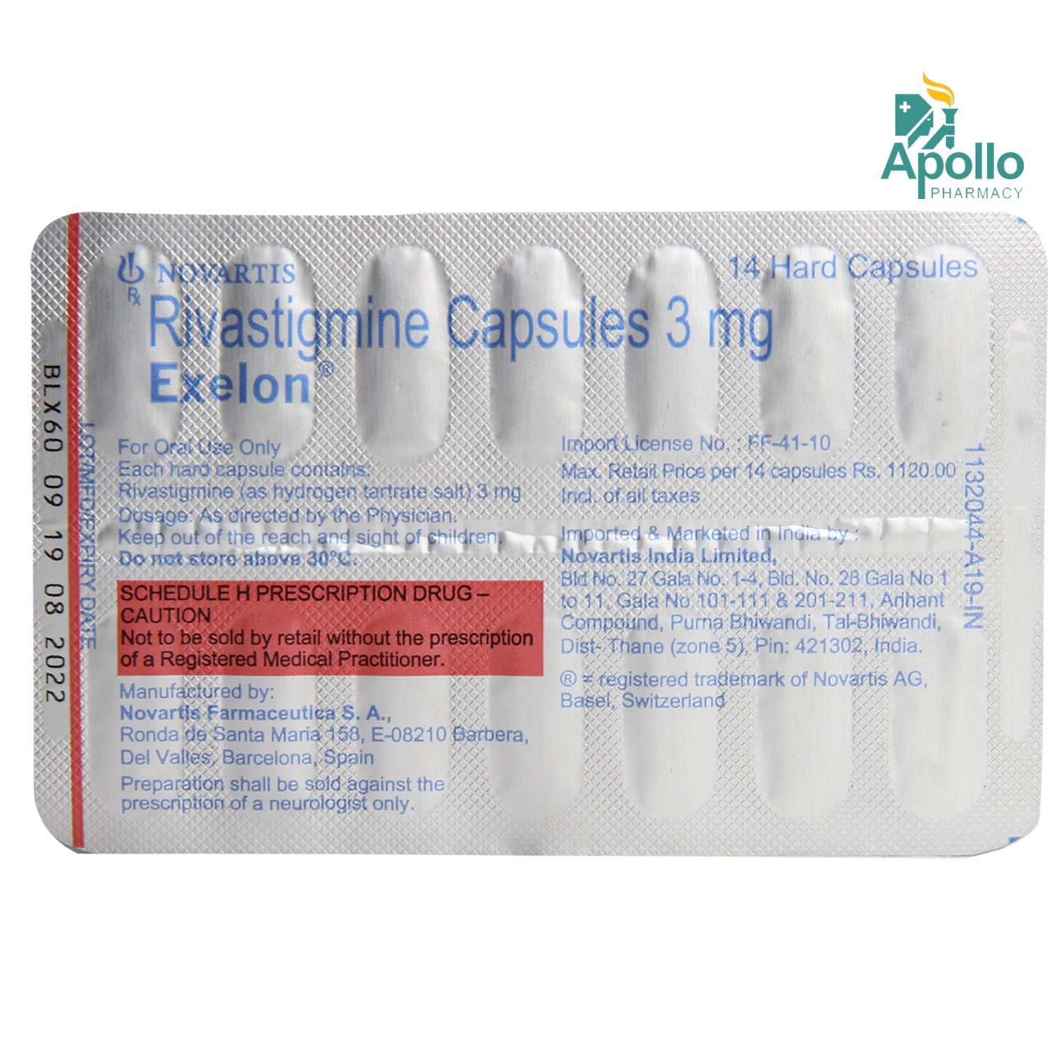 Exelon 1.5 mg Capsule 14's Price, Uses, Side Effects, Composition ...