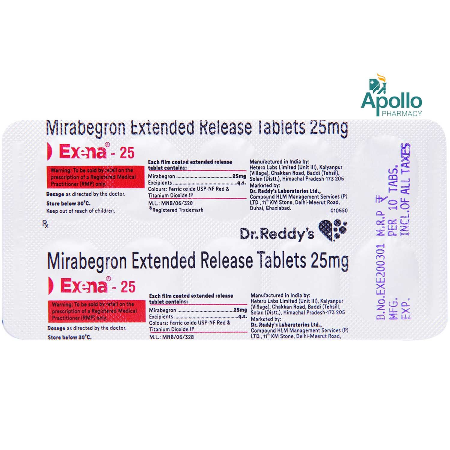 Exena-25 Tablet 10's Price, Uses, Side Effects, Composition - Apollo ...