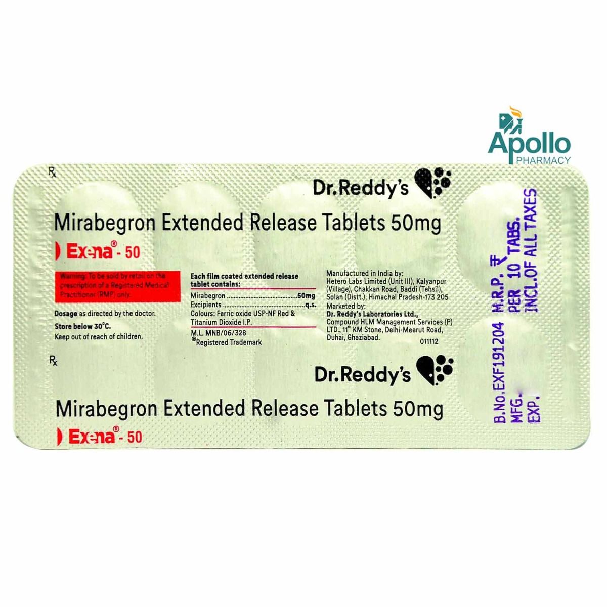 Exena-50 Tablet 10'S Price, Uses, Side Effects, Composition - Apollo ...