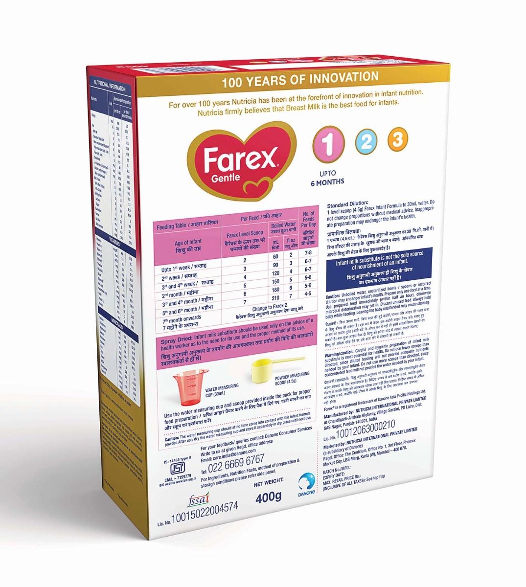Farex Gentle Infant Formula Stage 1 Powder for Up to 6 Months, 400 gm ...
