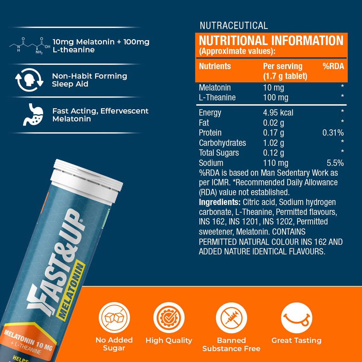 Fast&Up Melatonin 10 mg Strawberry Flavour, 20 Tablets Price, Uses ...