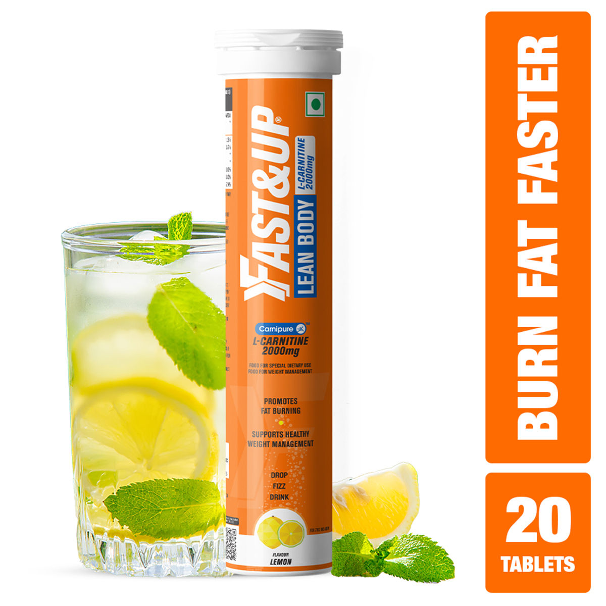 Buy Fast&Up L-Carnitine 2000mg Lean Body Lemon Flavour, 20 Tablets ...
