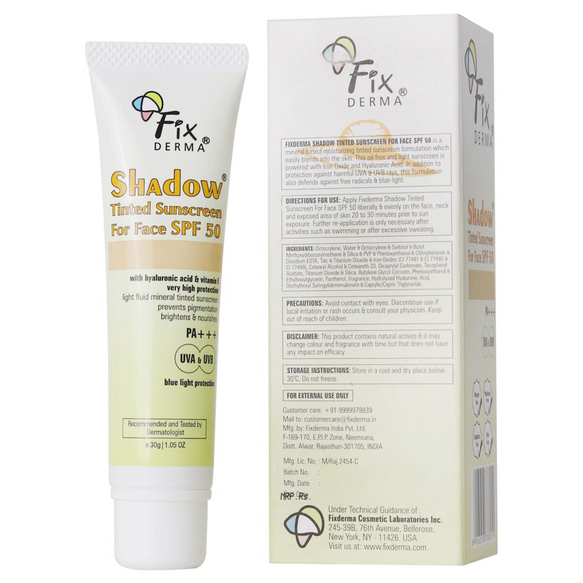 Buy Fix Derma Shadow For Face SPF 50 Tinted Sunscreen | 19 Minutes ...