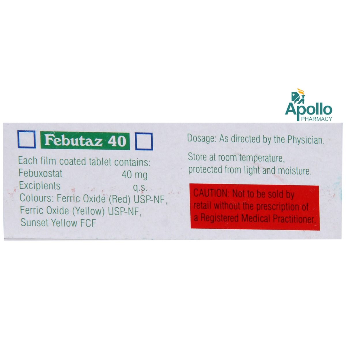 Febutaz 40 Tablet | Uses, Side Effects, Price | Apollo Pharmacy