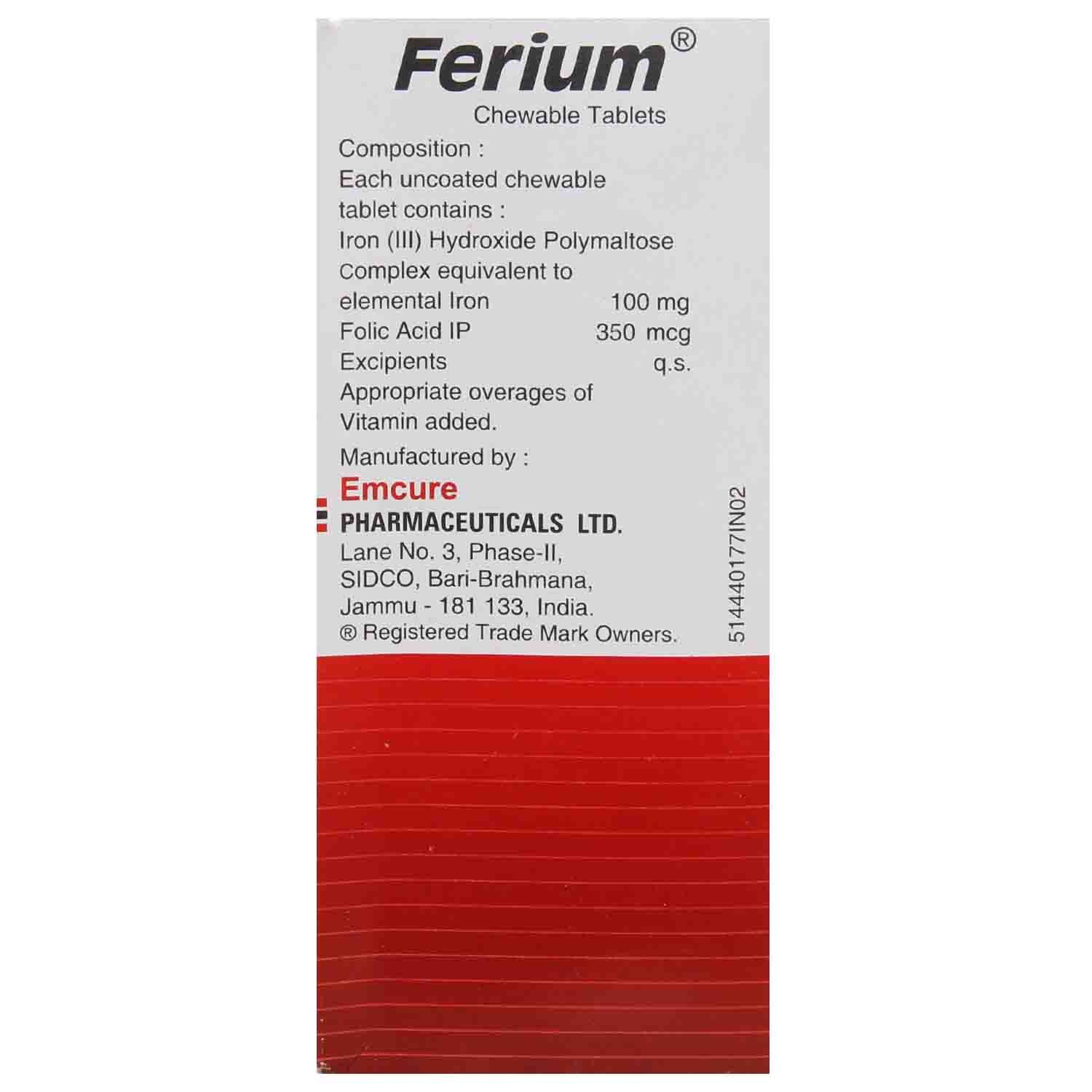 Ferium Chewable Tablet 10's Price, Uses, Side Effects, Composition ...