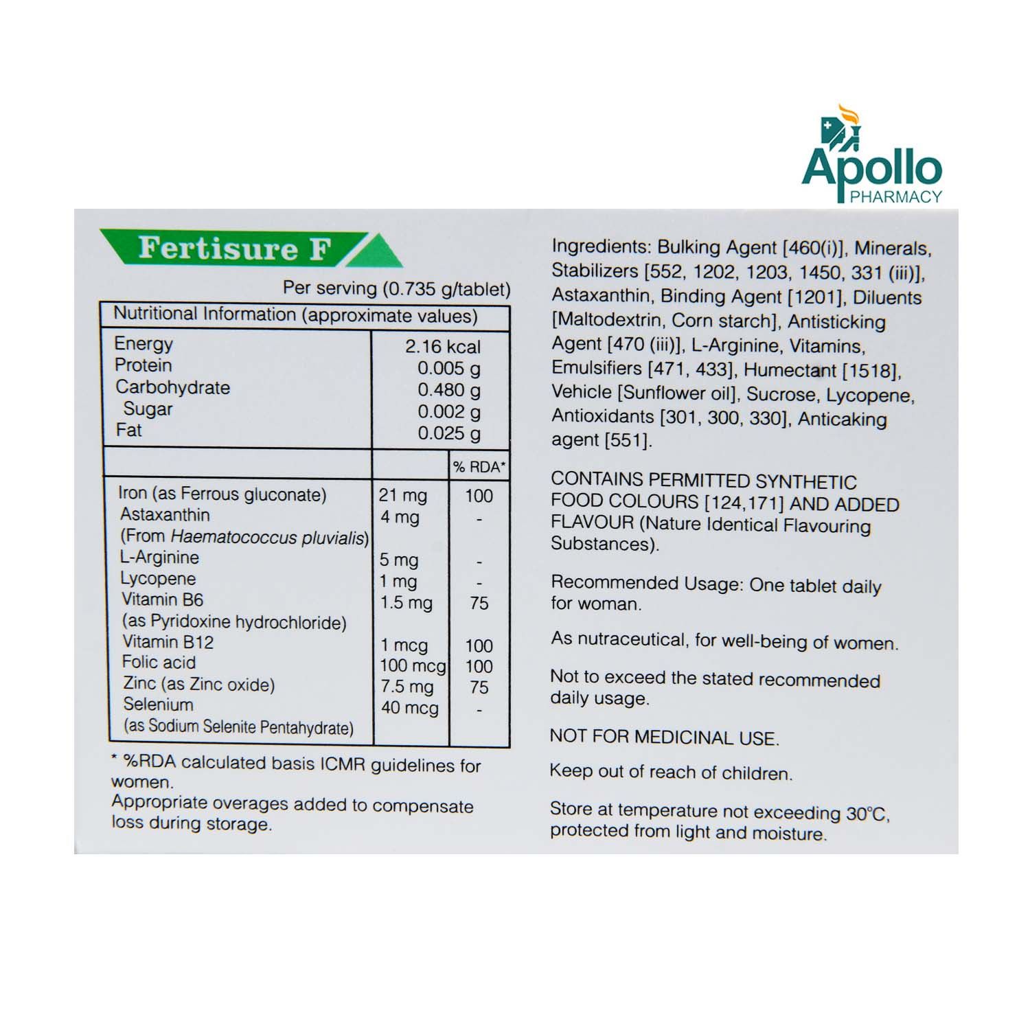 Fertisure F Tablet 10's Price, Uses, Side Effects, Composition - Apollo ...