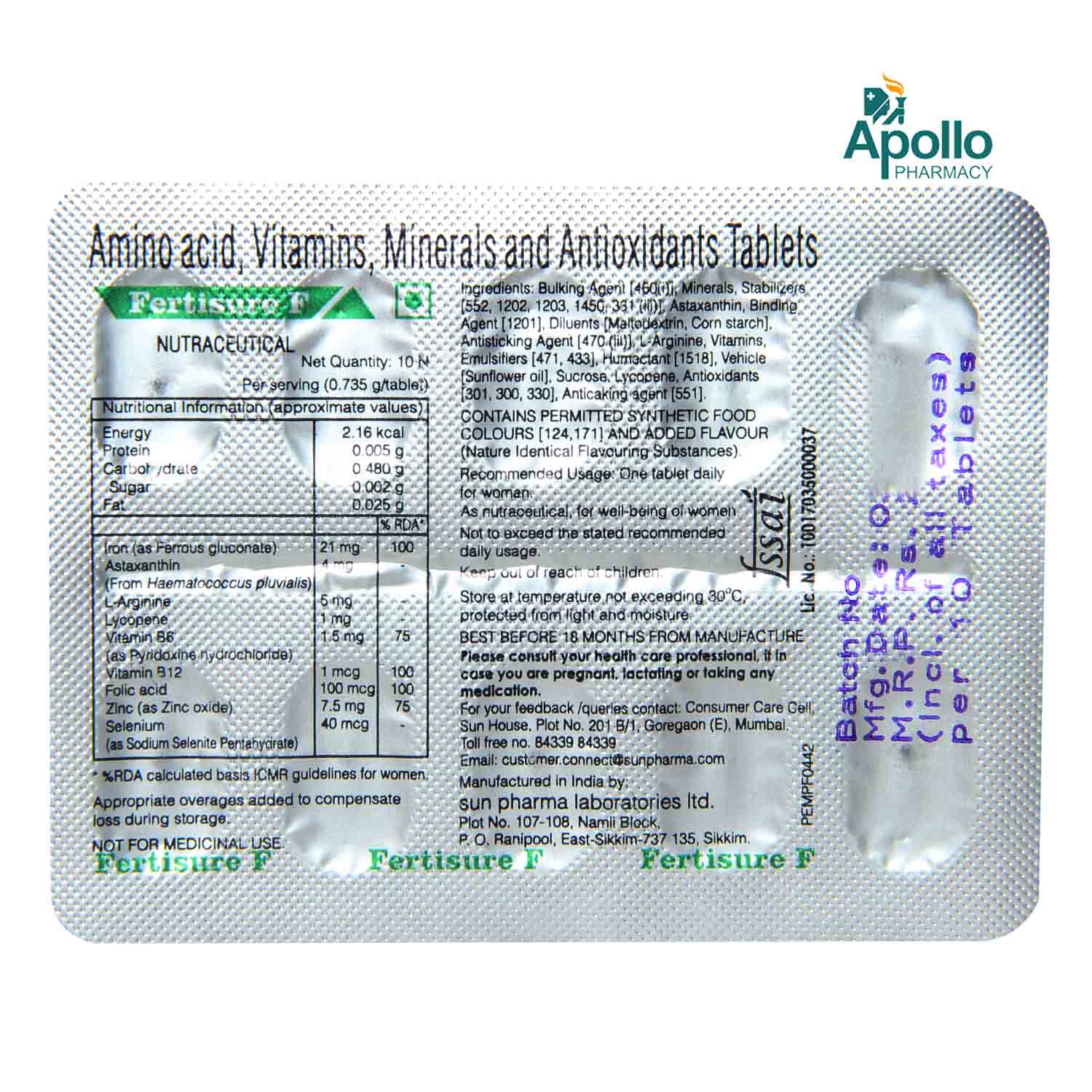 Fertisure F Tablet | Uses, Side Effects, Price | Apollo Pharmacy