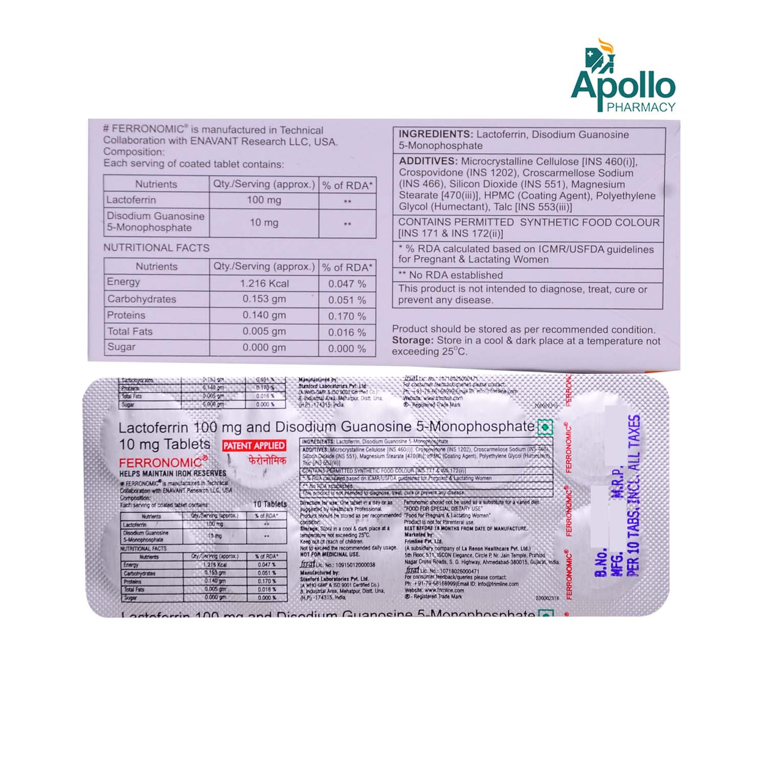 Ferronomic Tablet 10's Price, Uses, Side Effects, Composition - Apollo ...