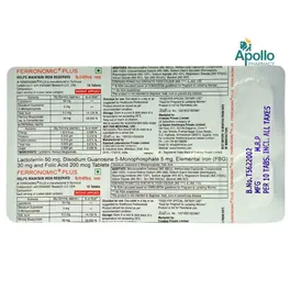 Ferronomic Plus Tablet | Uses, Side Effects, Price | Apollo Pharmacy