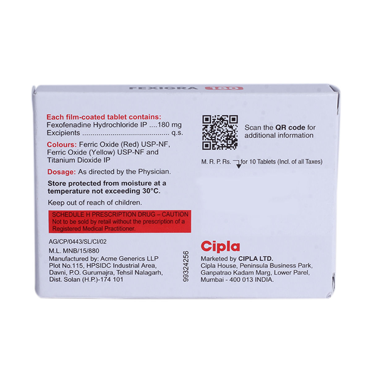 Fexigra 180 Tablet 10's Price, Uses, Side Effects, Composition - Apollo ...