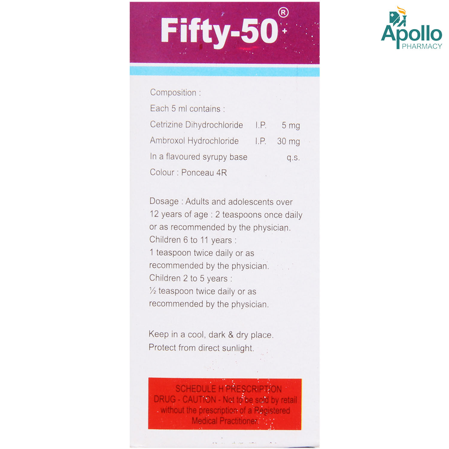 Fifty 50 mg Syrup 60 ml Price, Uses, Side Effects, Composition - Apollo ...
