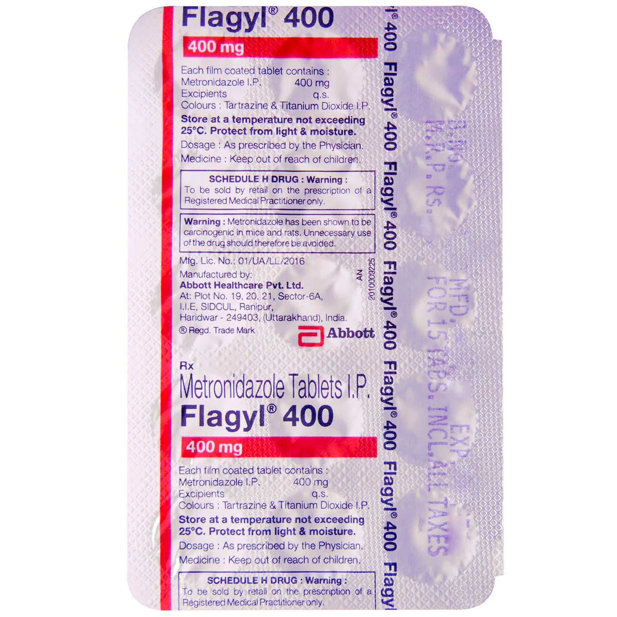 Flagyl 400 Tablet 15's Price, Uses, Side Effects, Composition - Apollo Pharmacy