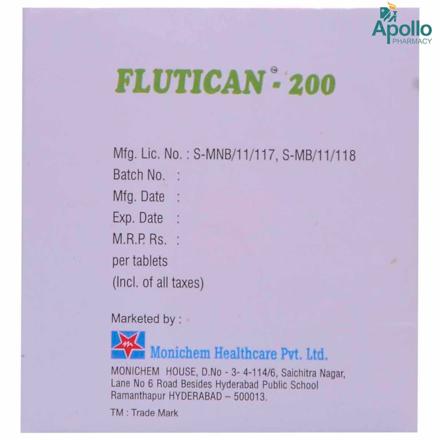 Flutican-200 Tablet 1's Price, Uses, Side Effects, Composition - Apollo ...
