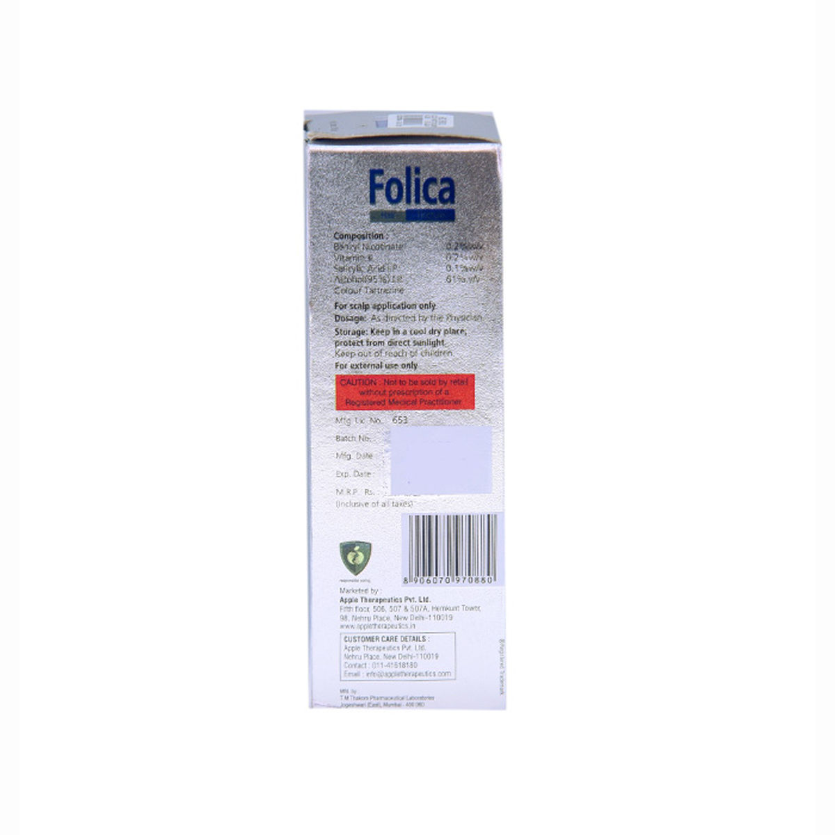 Folica Medicinal Hair Tincture, 100 ml Price, Uses, Side Effects ...