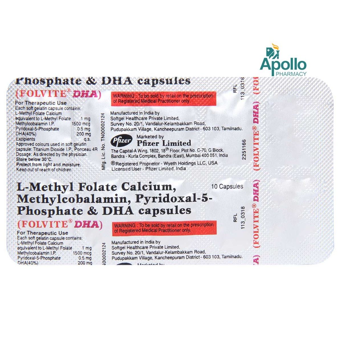 Folvite DHA Capsule 10's Price, Uses, Side Effects, Composition ...