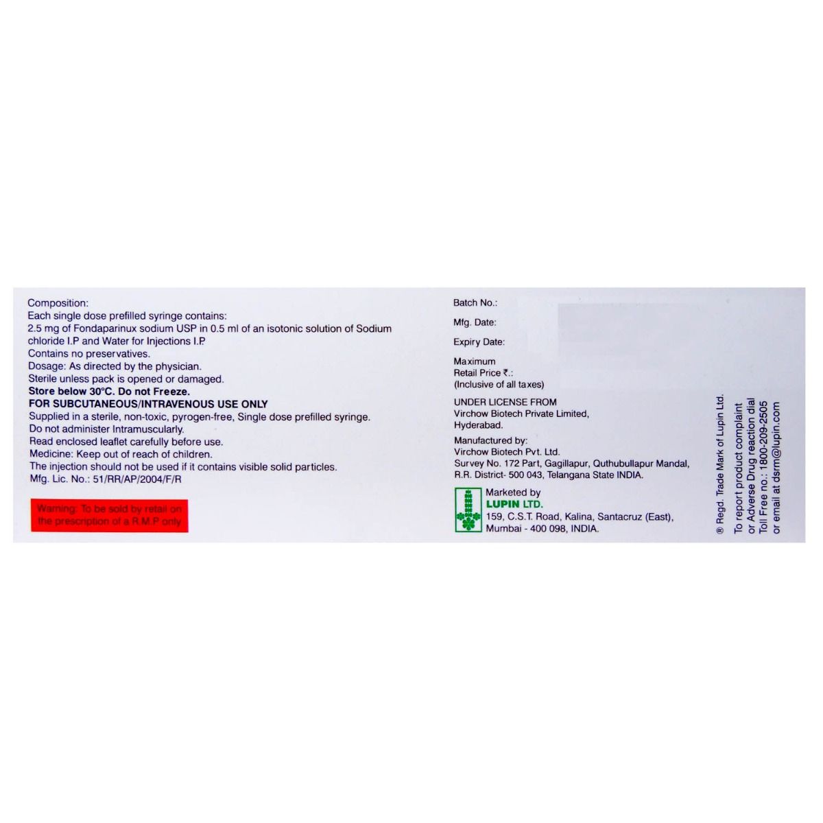 Fondaflo 2.5 mg Injection 0.5 ml Price, Uses, Side Effects, Composition ...