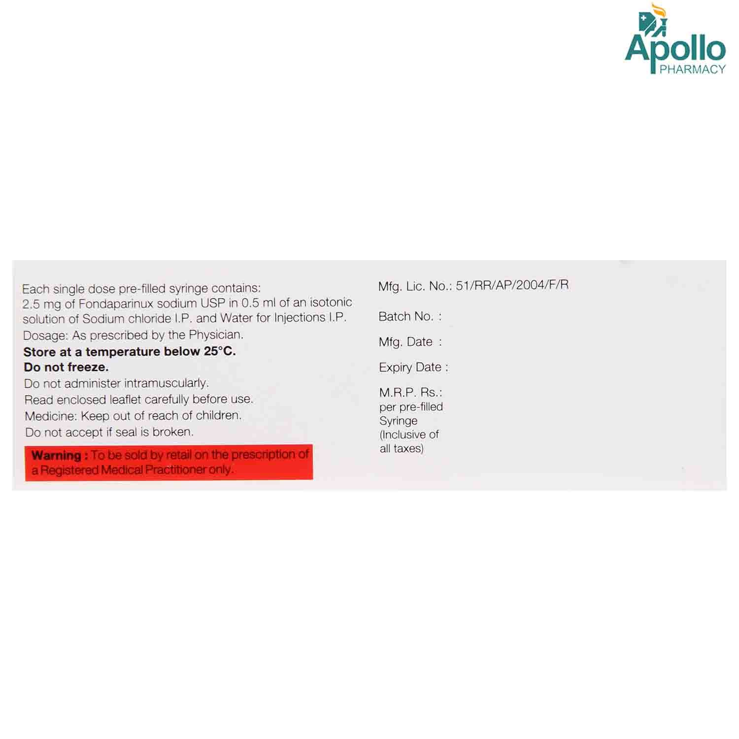 Fondazest 2.5mg Injection 1's Price, Uses, Side Effects, Composition ...