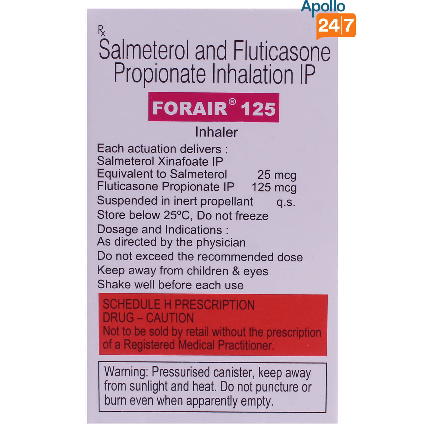 Forair 125 Inhaler 120 mdi Price, Uses, Side Effects, Composition ...