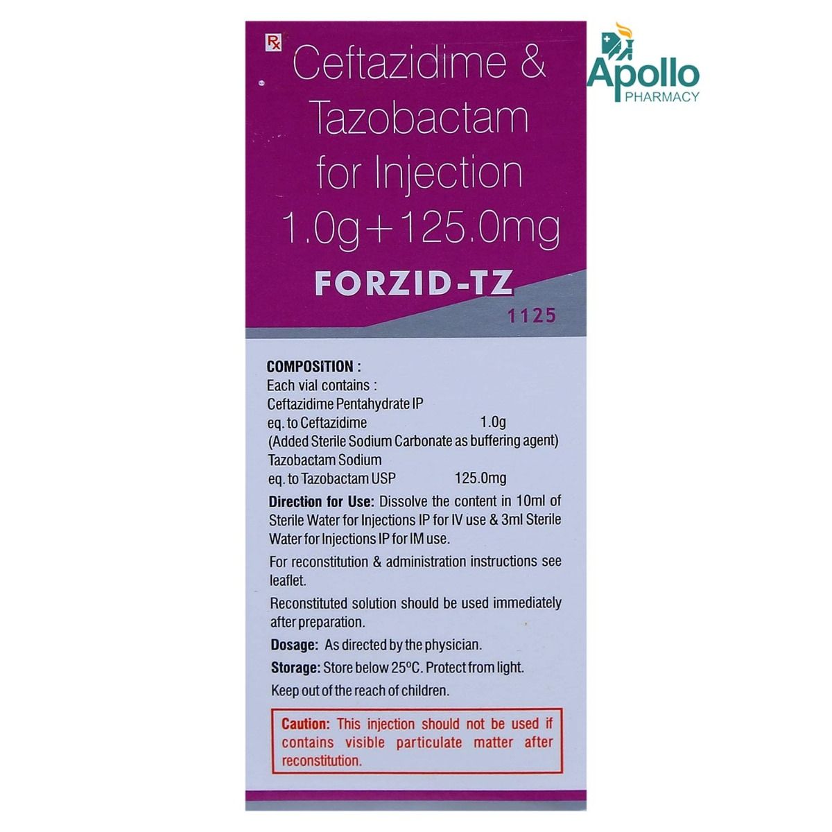 FORZID TZ 1125MG INJECTION Price, Uses, Side Effects, Composition ...