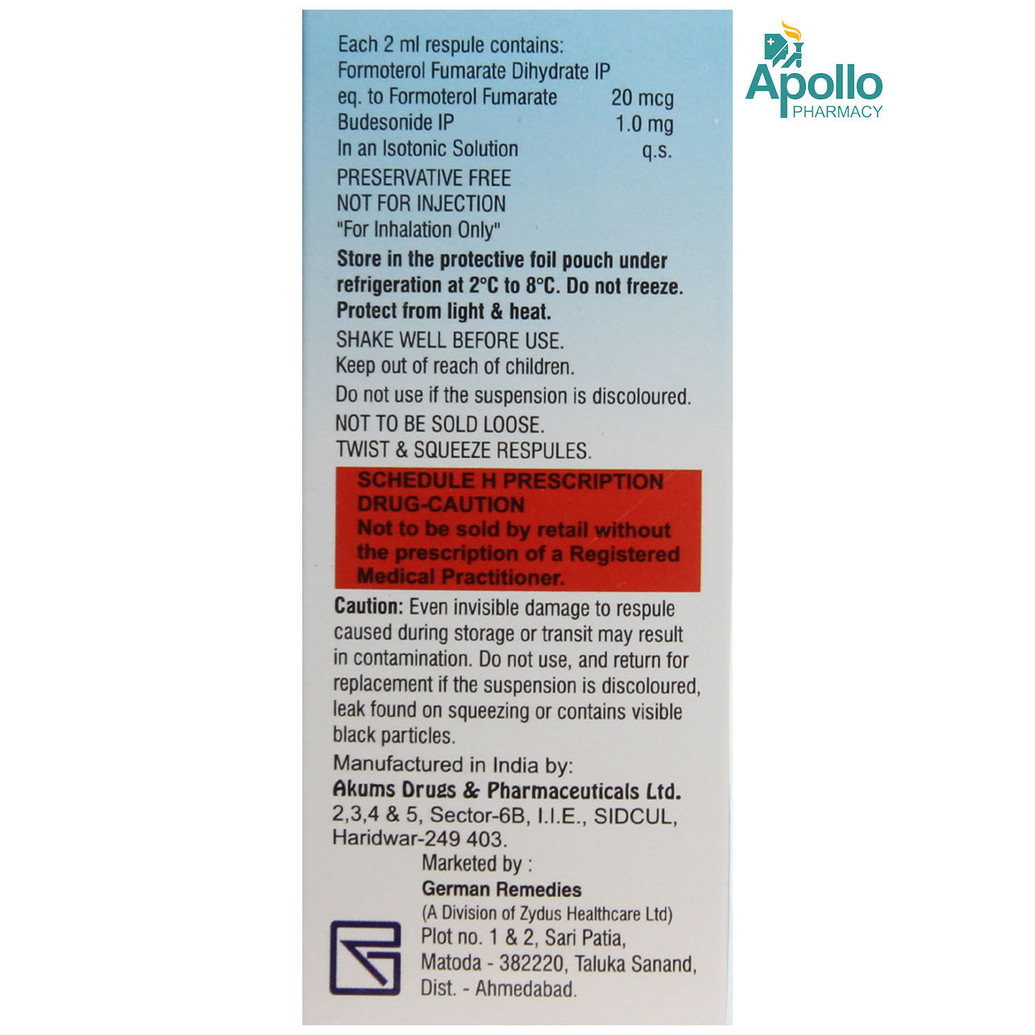 Formonide 1 mg Respules 7 x 2 ml Price, Uses, Side Effects, Composition ...