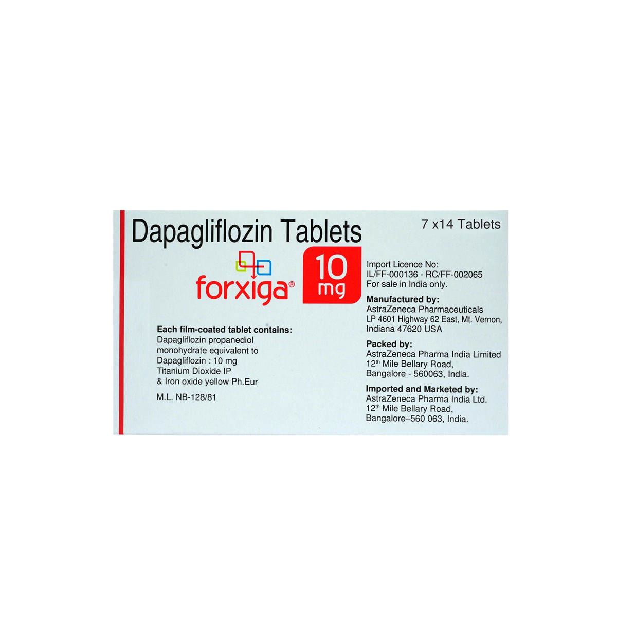 Forxiga 10 mg Tablet 14's Price, Uses, Side Effects, Composition ...