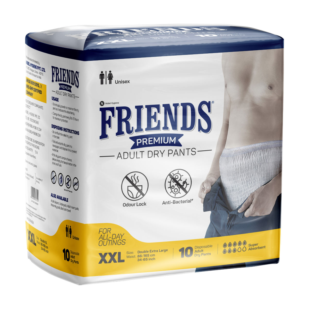 Buy Friends Premium Adult Diaper Dry Pants XXL, 10 Count | 19 Minutes ...