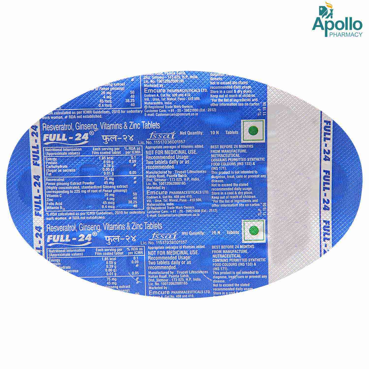 Full-24 Tablet 10's Price, Uses, Side Effects, Composition - Apollo ...