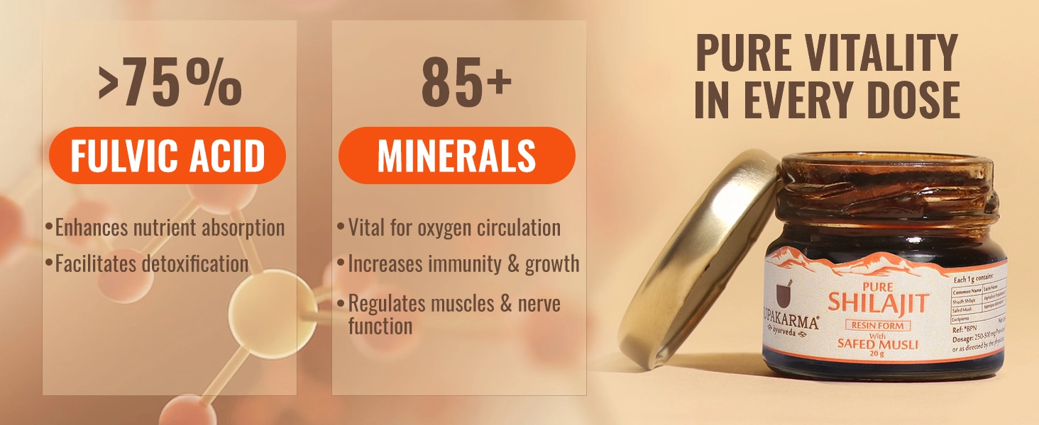 Upakarma Ayurveda Pure Shilajit Resin Form with Safed Musli, 20 gm ...