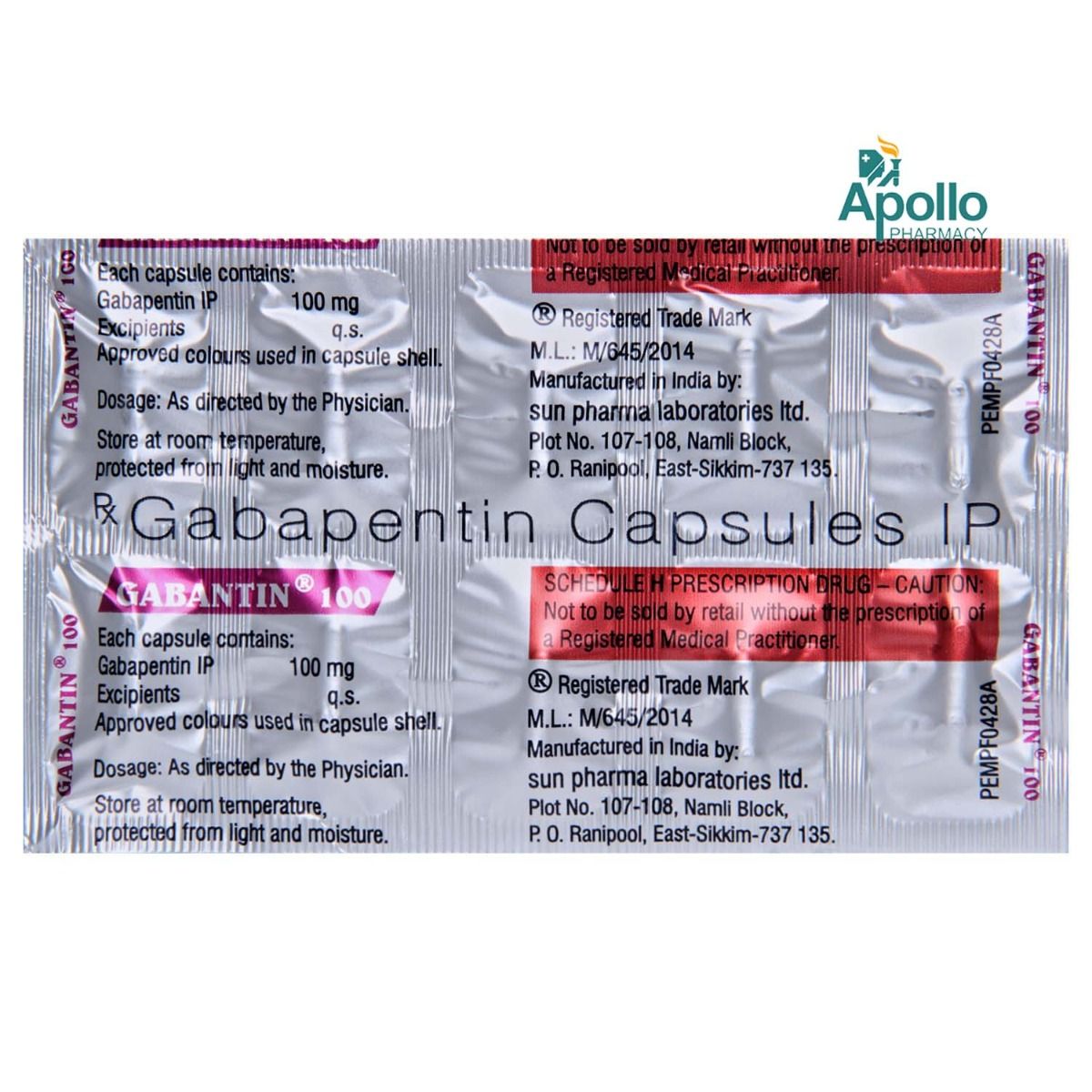 Gabantin 100 Capsule 10's Price, Uses, Side Effects, Composition ...