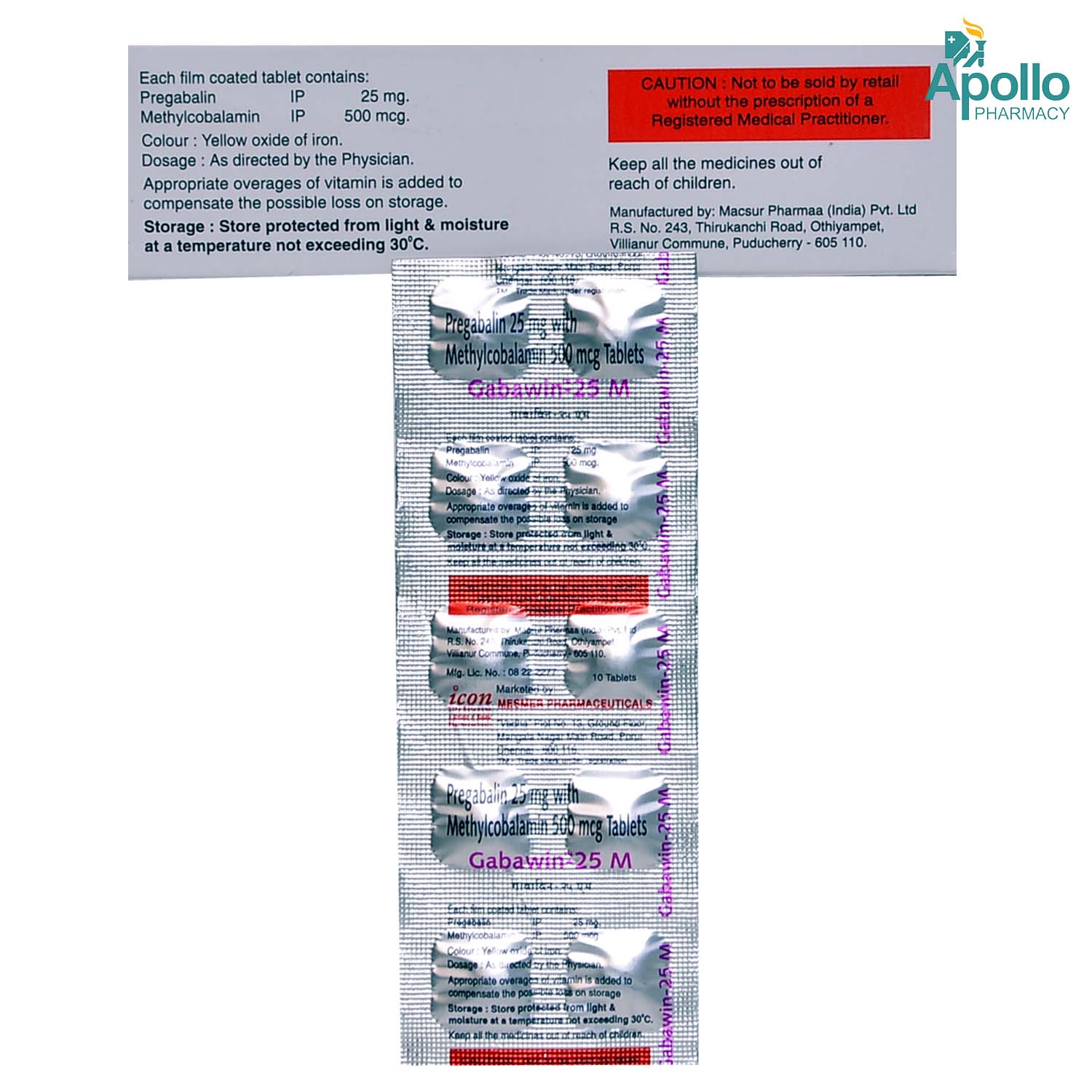 Gabawin-25 M Tablet 10's Price, Uses, Side Effects, Composition ...