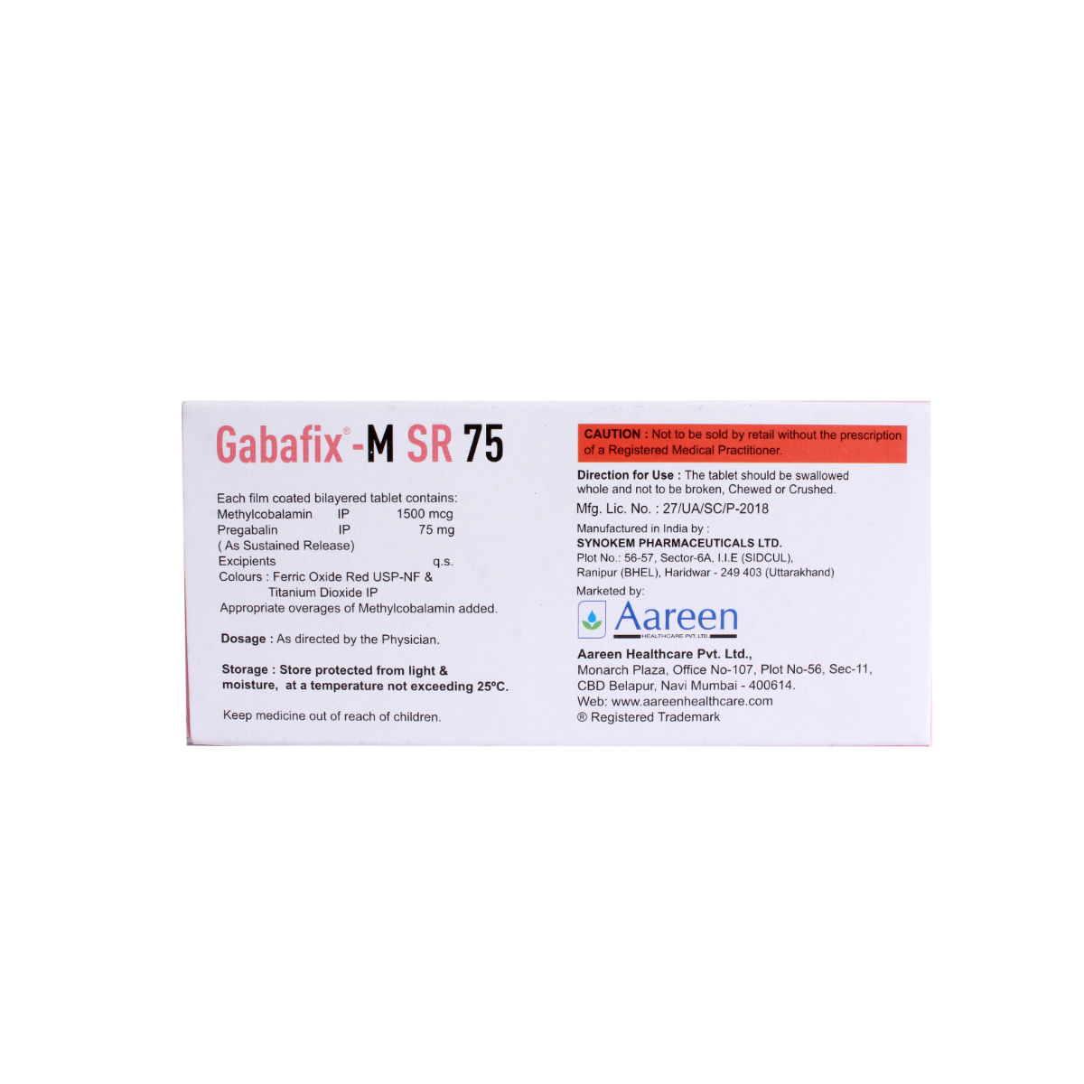 Gabafix M Sr Tablet 10's Price, Uses, Side Effects, Composition ...