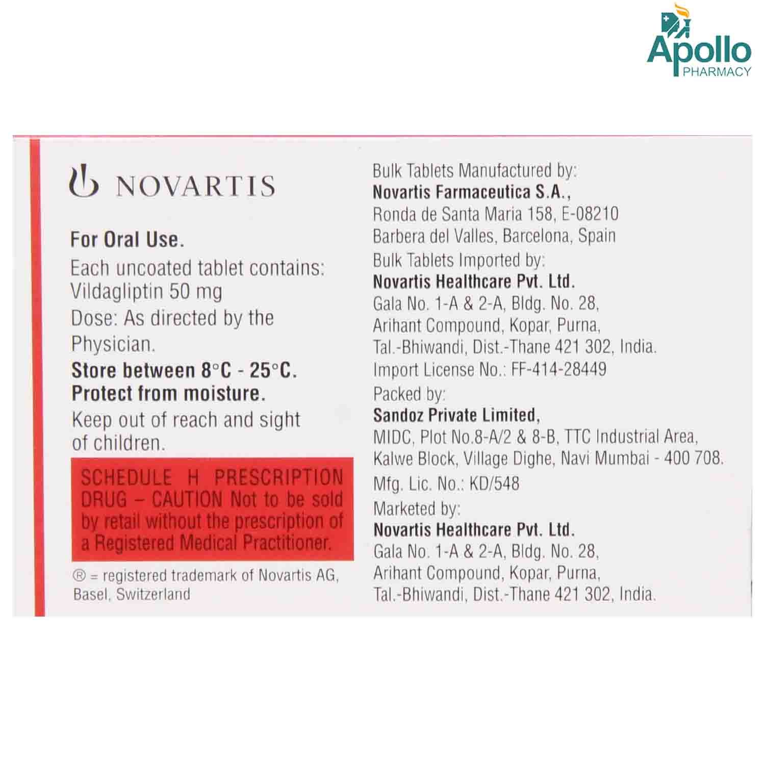 Galvus 50 mg Tablet | Uses, Side Effects, Price | Apollo Pharmacy