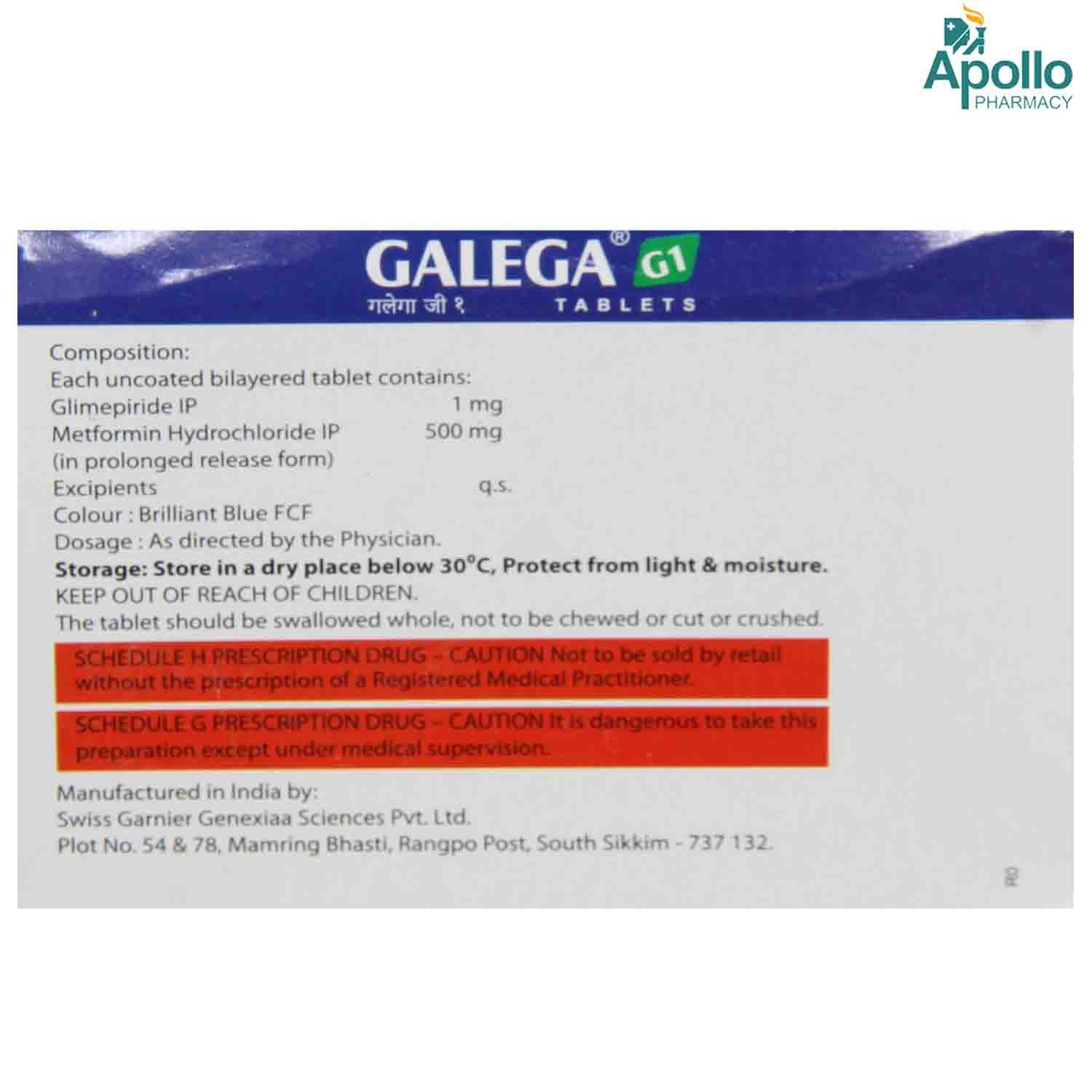 Galega G1 Tablet 14's Price, Uses, Side Effects, Composition - Apollo ...