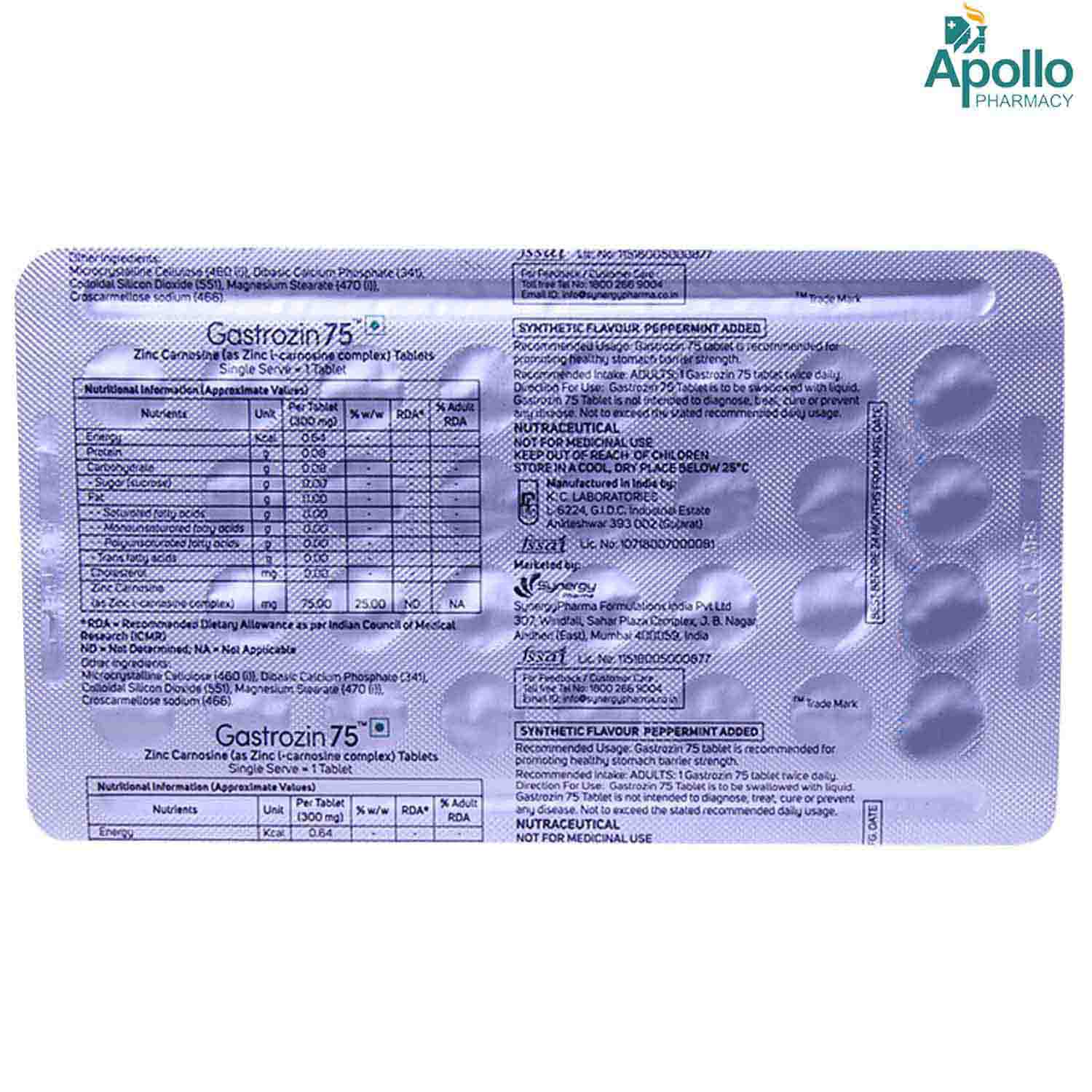 Gastrozin 75 Tablet 30's Price, Uses, Side Effects, Composition ...