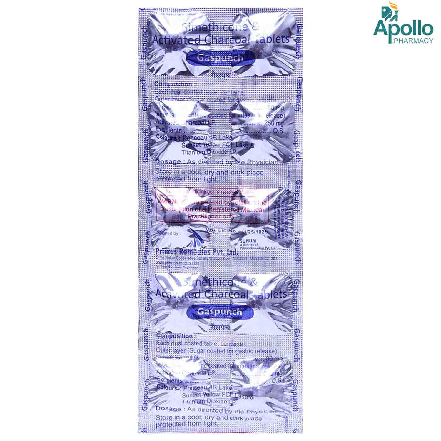 Gaspunch Tablet 10's Price, Uses, Side Effects, Composition - Apollo ...