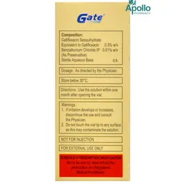 Gate Eye Drops 5 ml | Uses, Side Effects, Price | Apollo Pharmacy