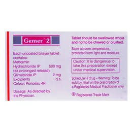 Gemer 2 Tablet | Uses, Side Effects, Price | Apollo Pharmacy