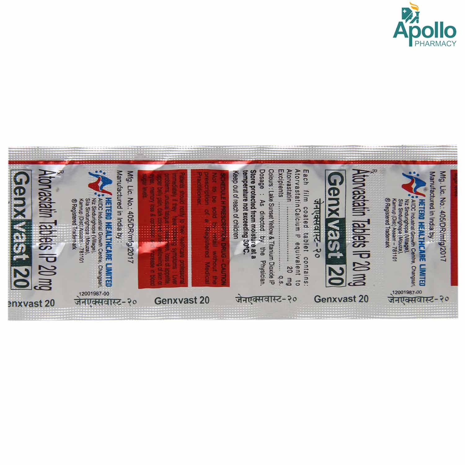 Genxvast 20 Tablet 10's Price, Uses, Side Effects, Composition - Apollo ...