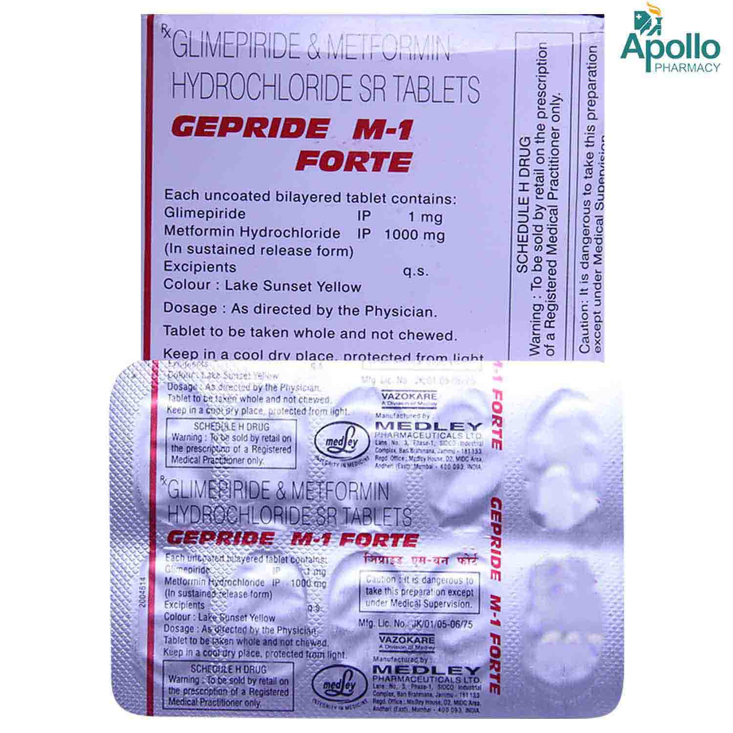 Gepride M-1 Forte Tablet | Uses, Side Effects, Price | Apollo Pharmacy