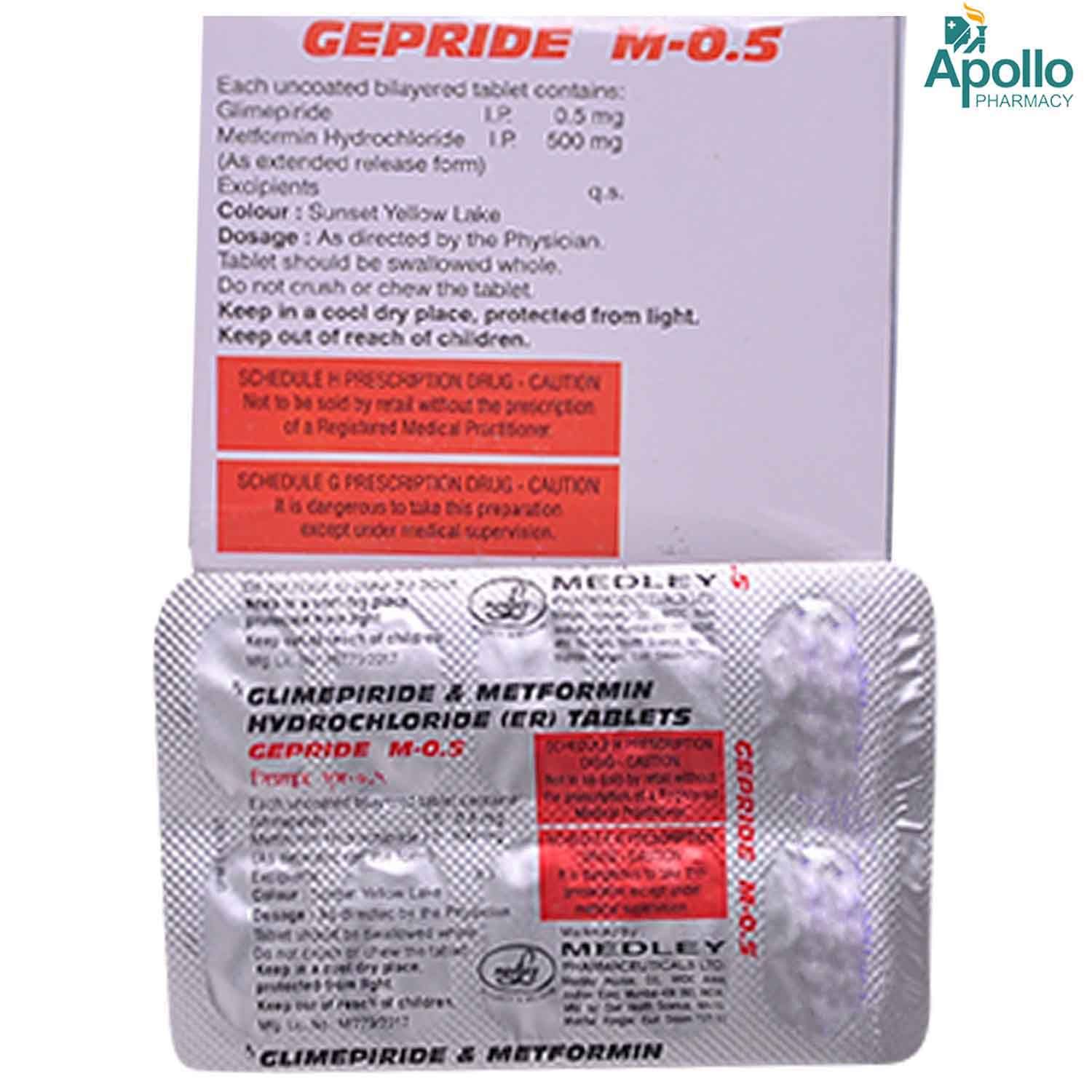 Gepride M-0.5 Tablet | Uses, Side Effects, Price | Apollo Pharmacy