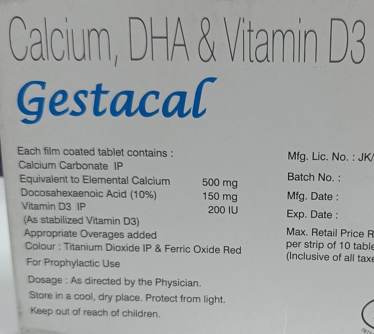 Gestacal Tablet 10's Price, Uses, Side Effects, Composition - Apollo ...