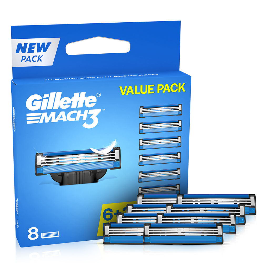 Buy Gillette Mach 3 Cartridge, 8 Count | 19 Minutes Delivery | Apollo ...