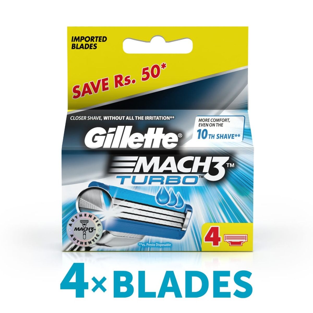 Gillette Mach 3 Turbo Cartridge, 4 Count Price, Uses, Side Effects ...