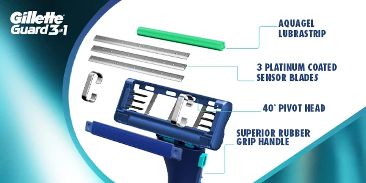 Buy Gillette Guard 3In1 Razor, 1 Count | 19 Minutes Delivery | Apollo ...