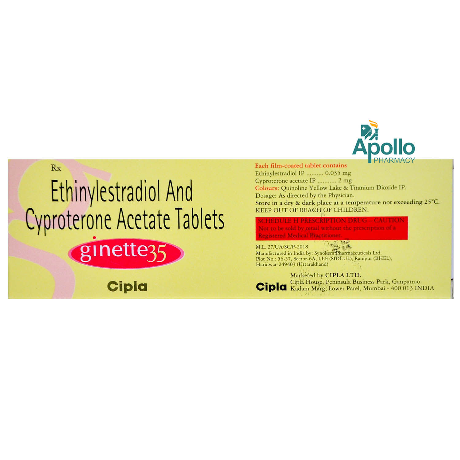 Ginette 35 Tablet | Uses, Side Effects, Price | Apollo Pharmacy