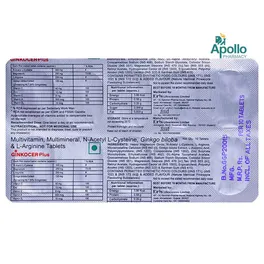 Ginkocer Plus Tablet | Uses, Side Effects, Price | Apollo Pharmacy